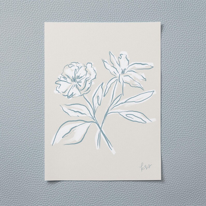 Modern Southern Floral Wall Art Digital Download of Sketched Flower ...