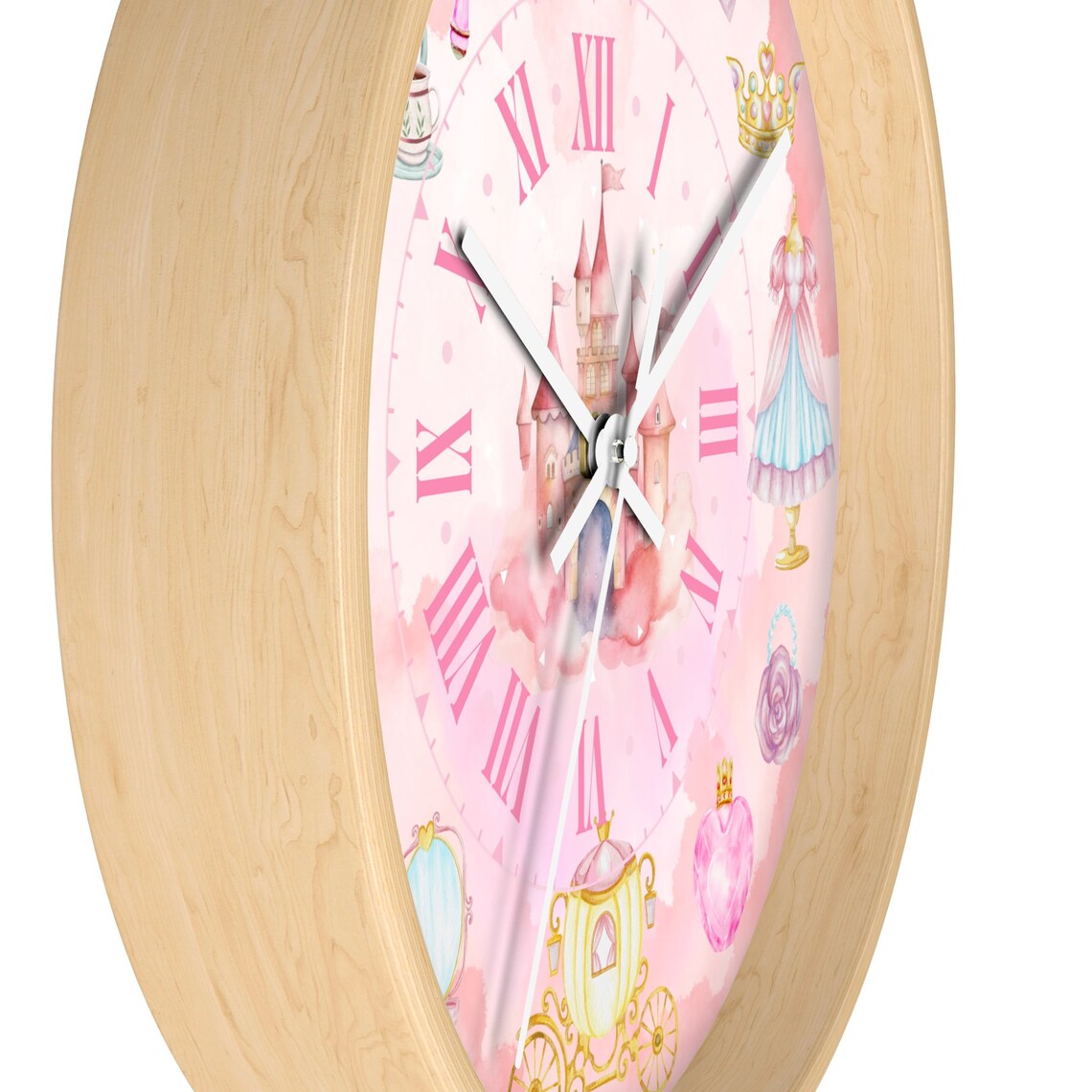A Perfect Day of a Princess Clock, Pink Kids Room Wall Clock, Girls Room Wall Clock, Princess ...