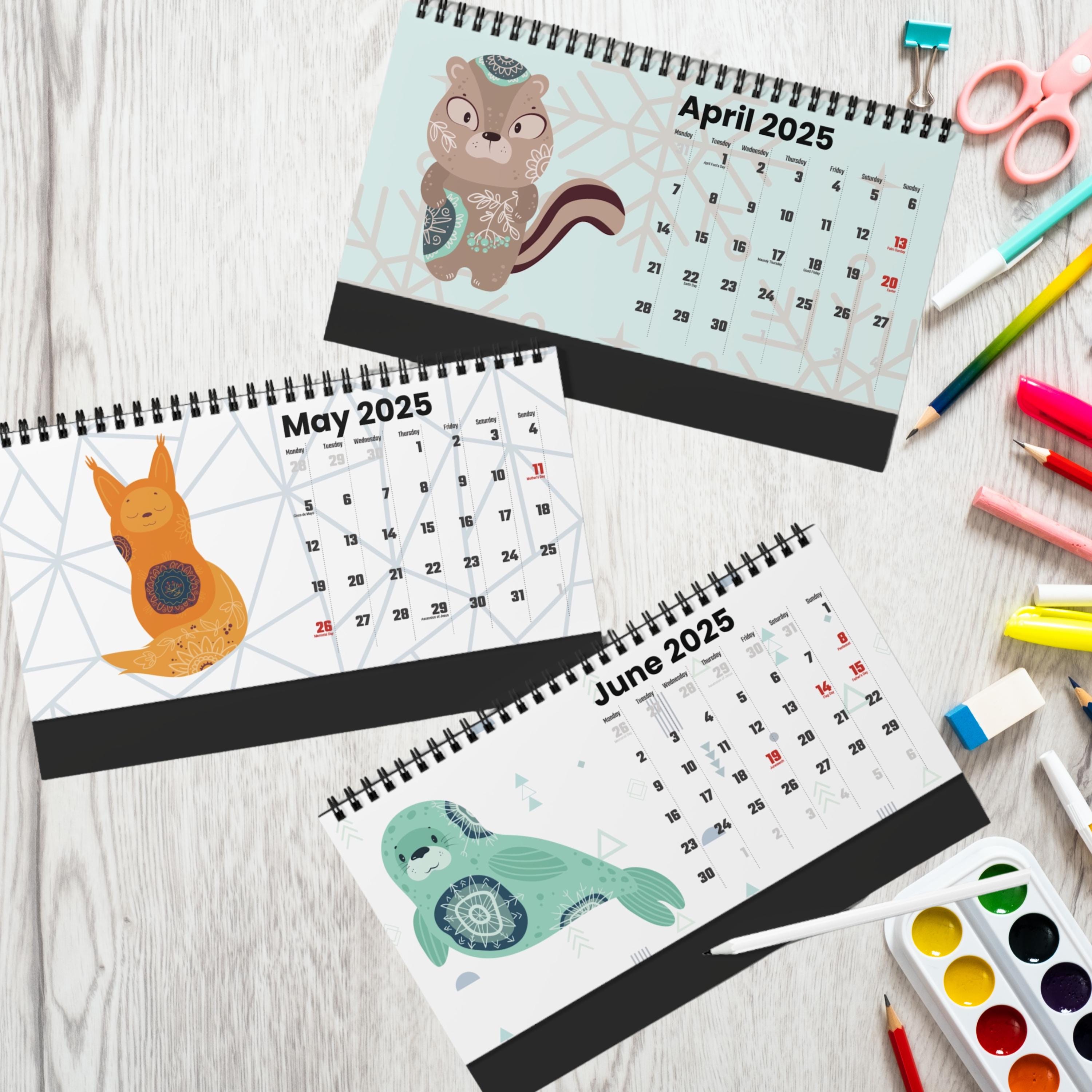 2025 Cute Jungle Animal Desk Calendar and Planner, Cute Calendar for ...