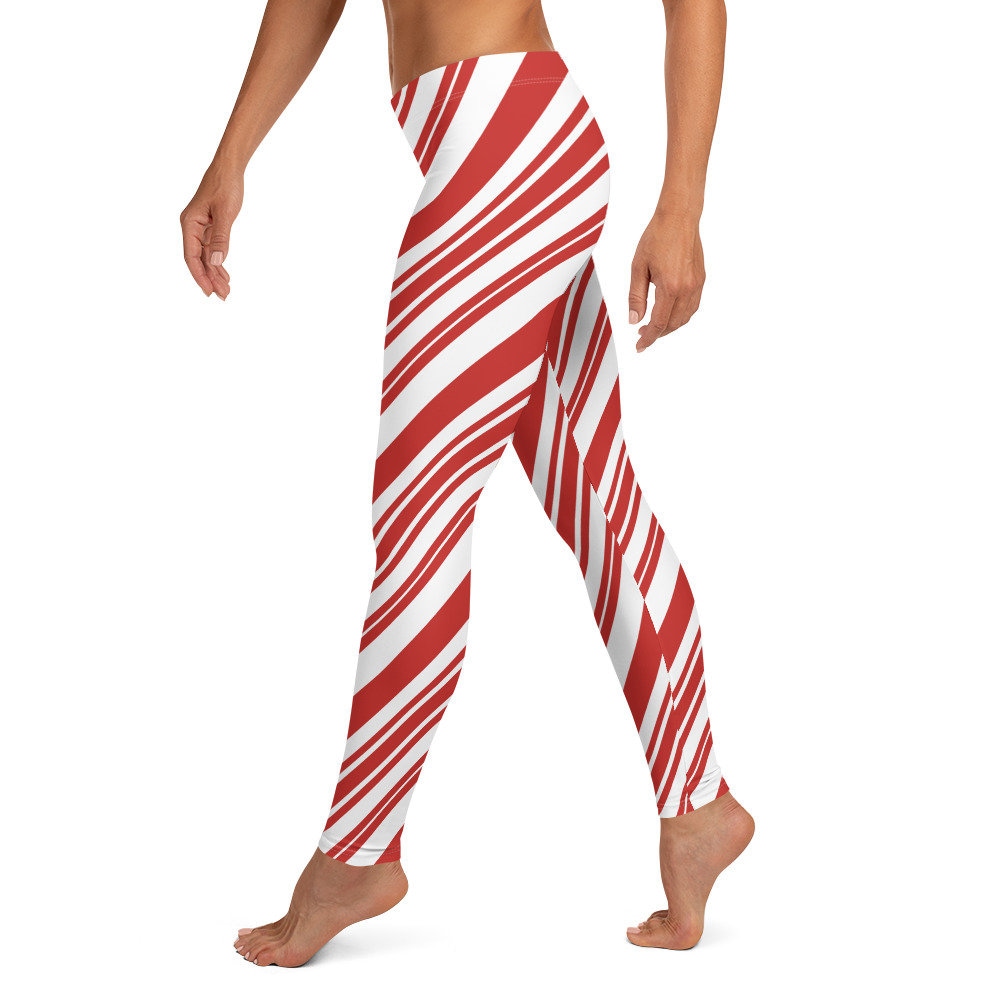 Candy Cane Leggings, Holiday Theme Christmas Gift Leggings, Mother and ...