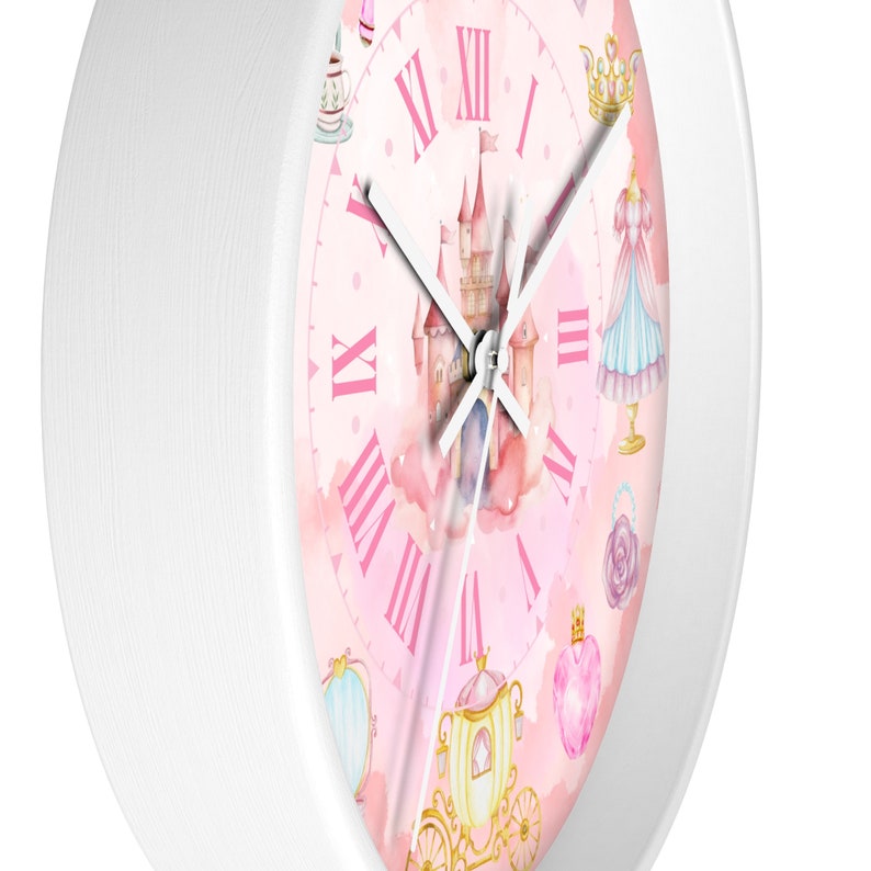 A Perfect Day of a Princess Clock, Pink Kids Room Wall Clock, Girls ...