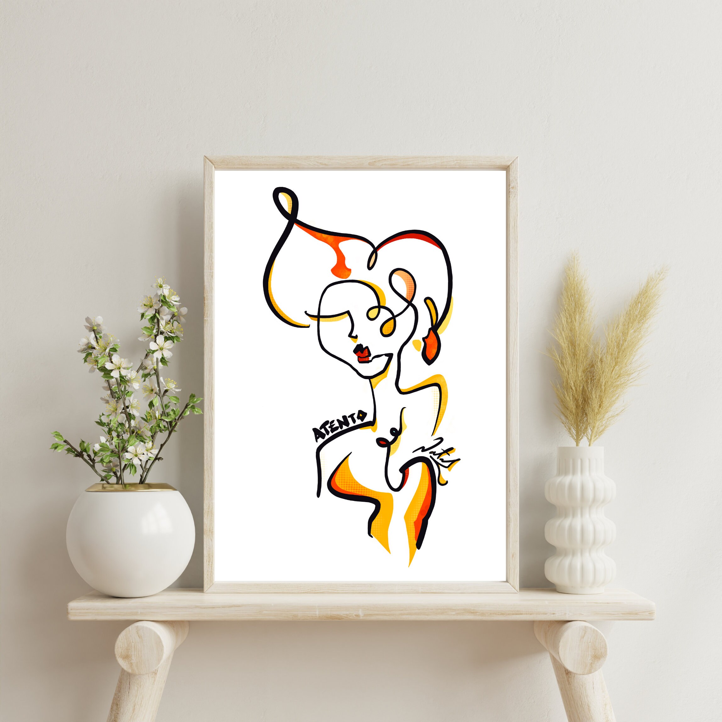 Woman Line Drawing Art Print, Modern Lady Body Line Art, Minimalist One ...