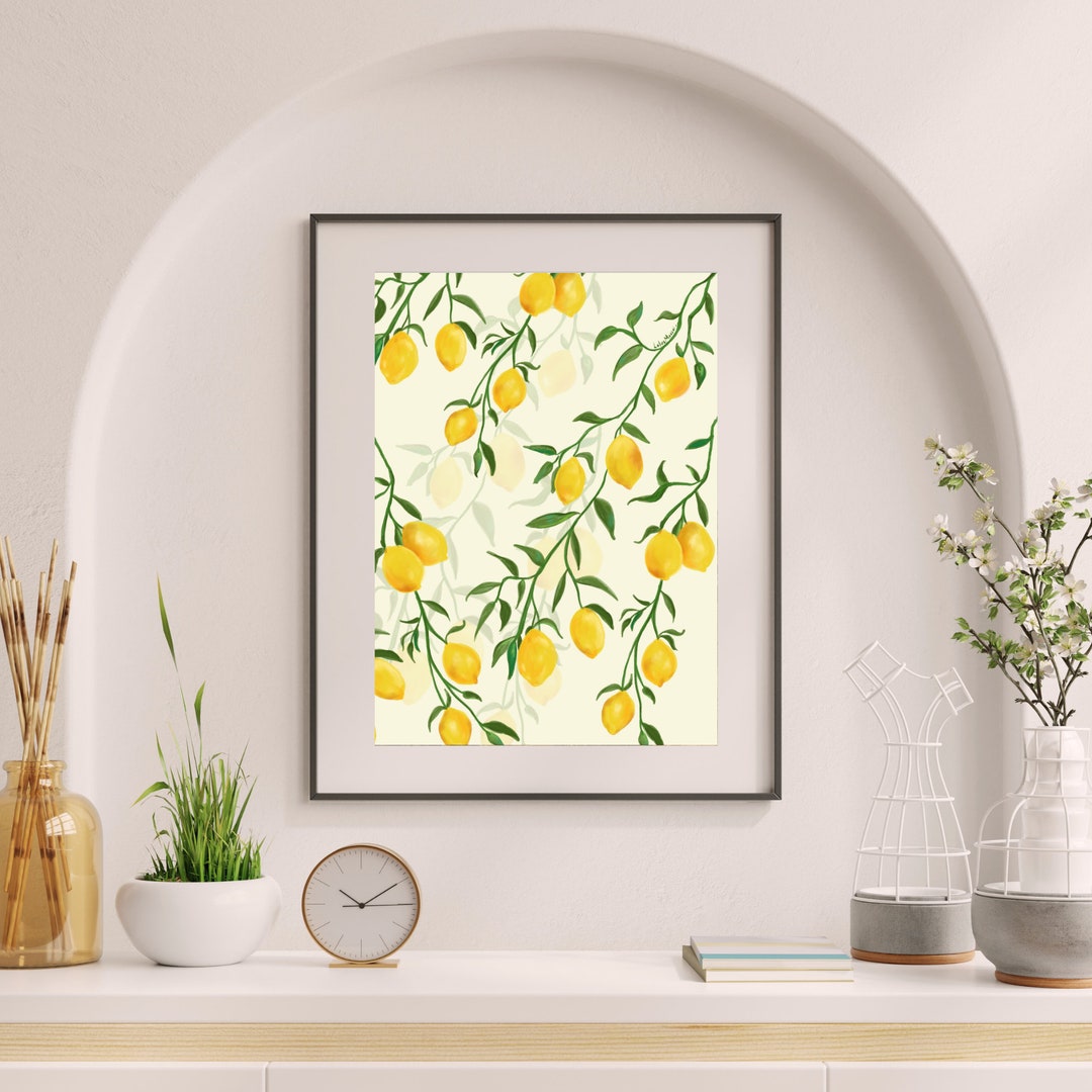 Lemon Tree Print, Fruit Wall Art Decor, Lemon Printable, Vintage Fruit ...
