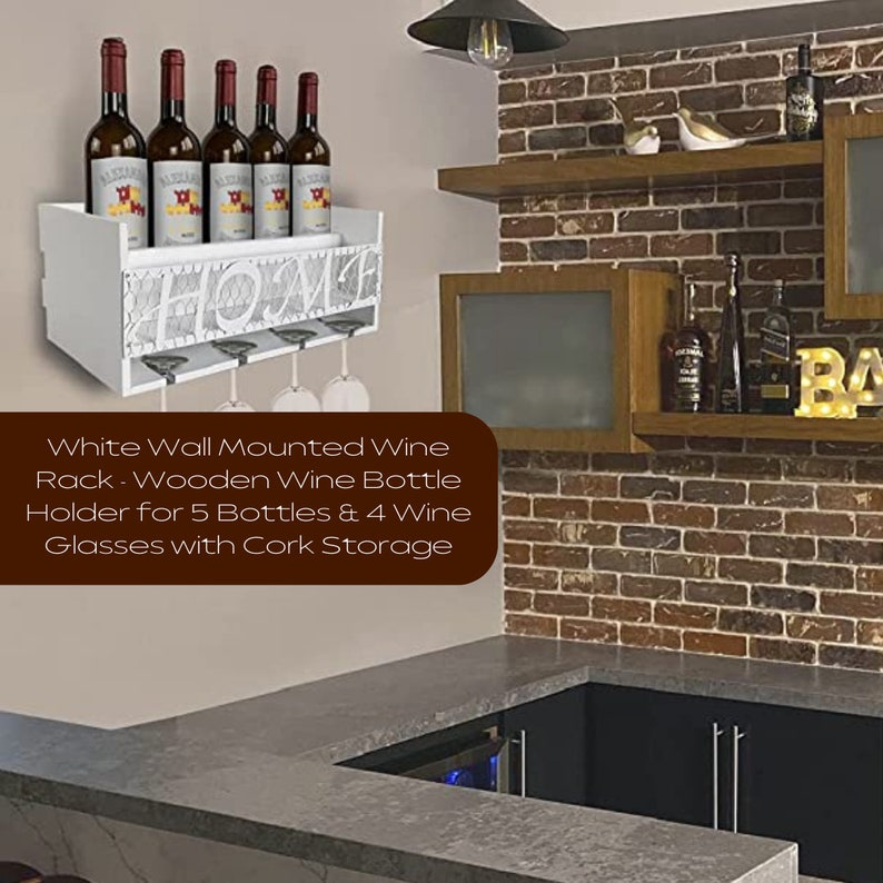 Modern White Wall Mounted Wine Rack Wooden Wine Bottle - Etsy