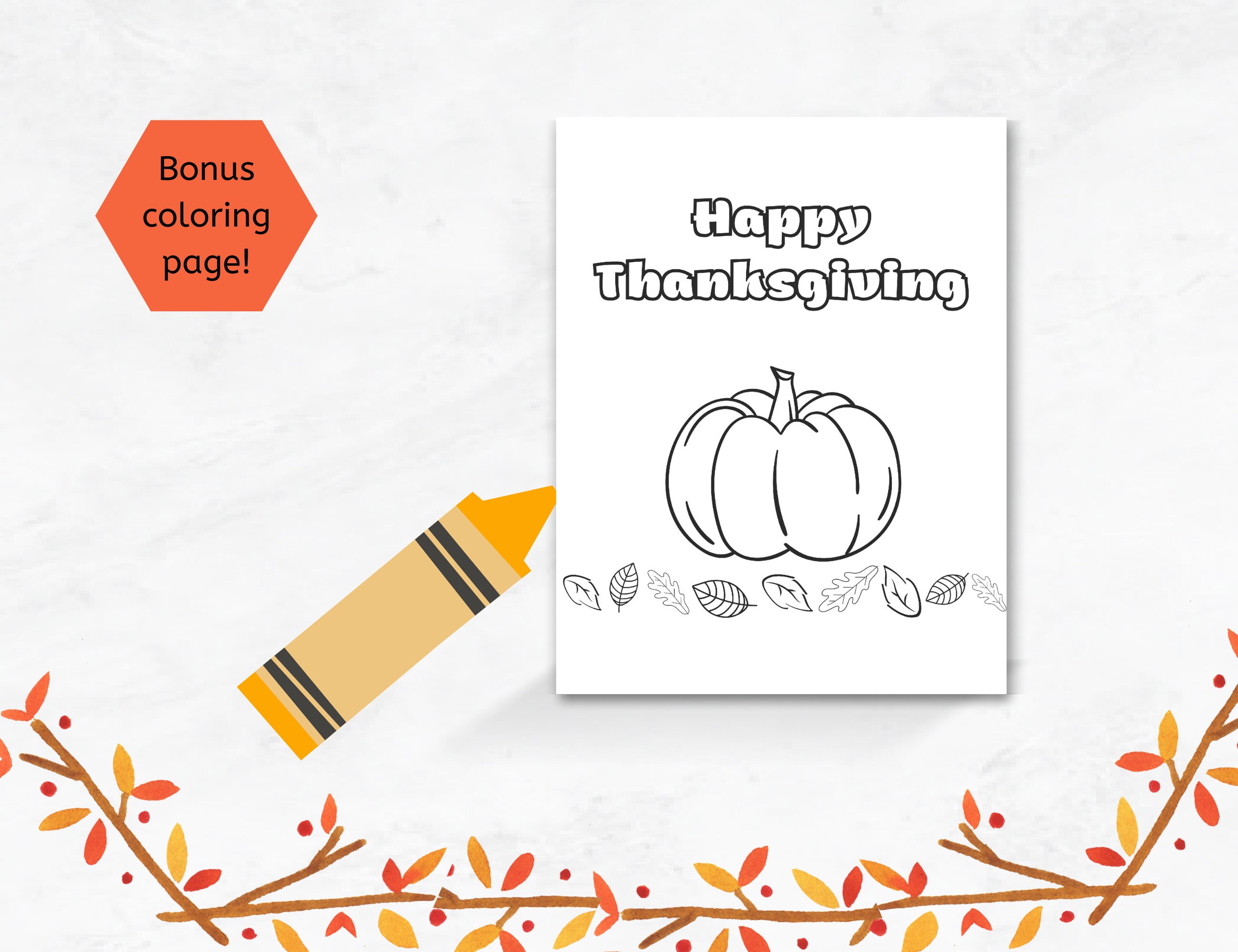 Thanksgiving Place Cards to Color, Printable Place Cards, Coloring ...