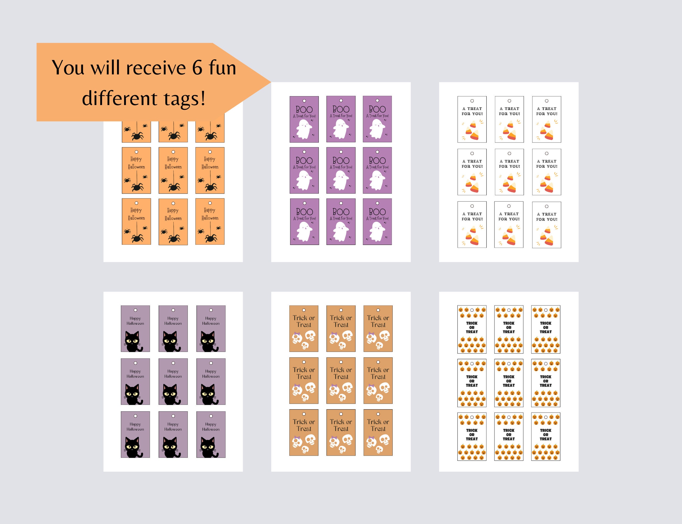 Halloween Gift Tags, Favor Bag Label, Trick or Treat Tag, Boo Gift Tags ...