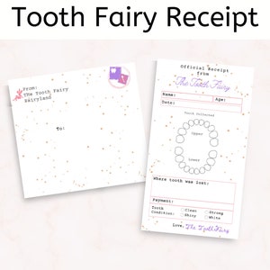 Tooth Fairy Receipt for Girls, Mini Tooth Fairy Envelope and Receipt ...