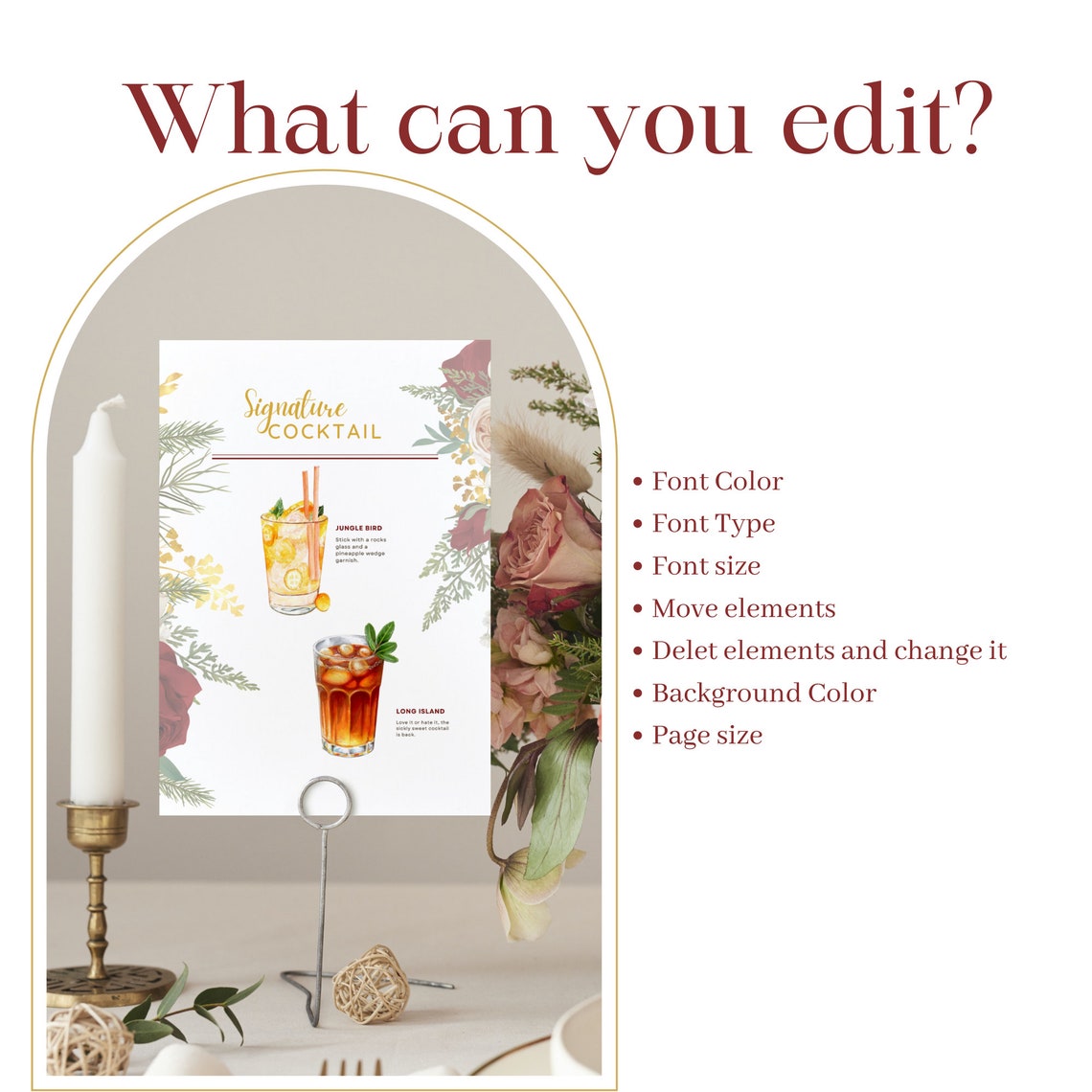 Wedding Bar Menu Template Printable Bar Sign Wedding Menu - Etsy
