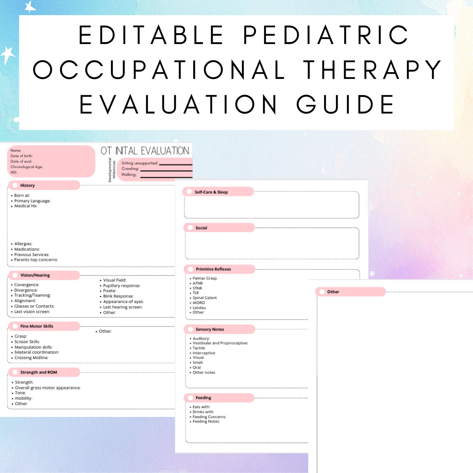 Pediatric Occupational Therapy Evaluation Guide - Etsy