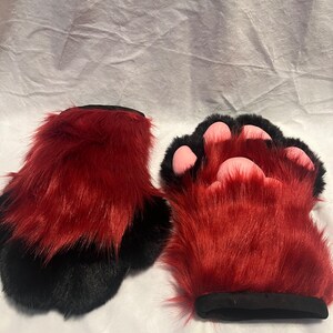 Black & Red Furry Paws - Etsy