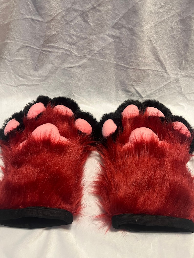 Black & Red Furry Paws - Etsy