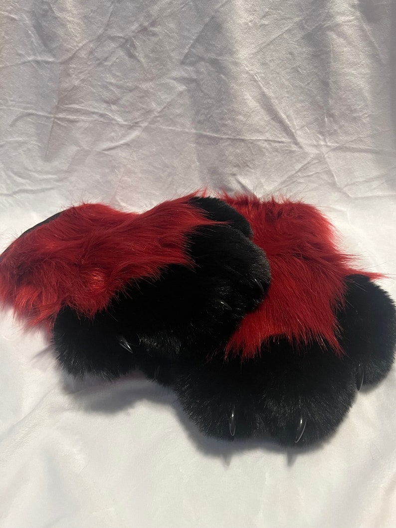 Black & Red Furry Paws - Etsy