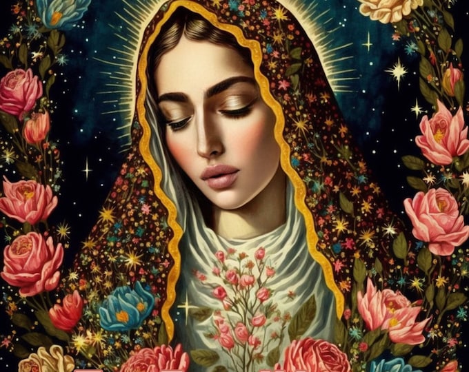 Mediatrix of All Graces, Altar Print,vintage Inspired Mother Mary ...