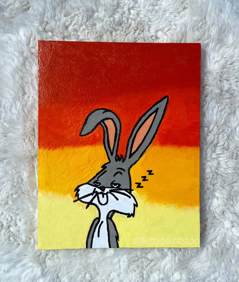 Sleepy Bugs Bunny Acrylic Painting 8x10 - Etsy