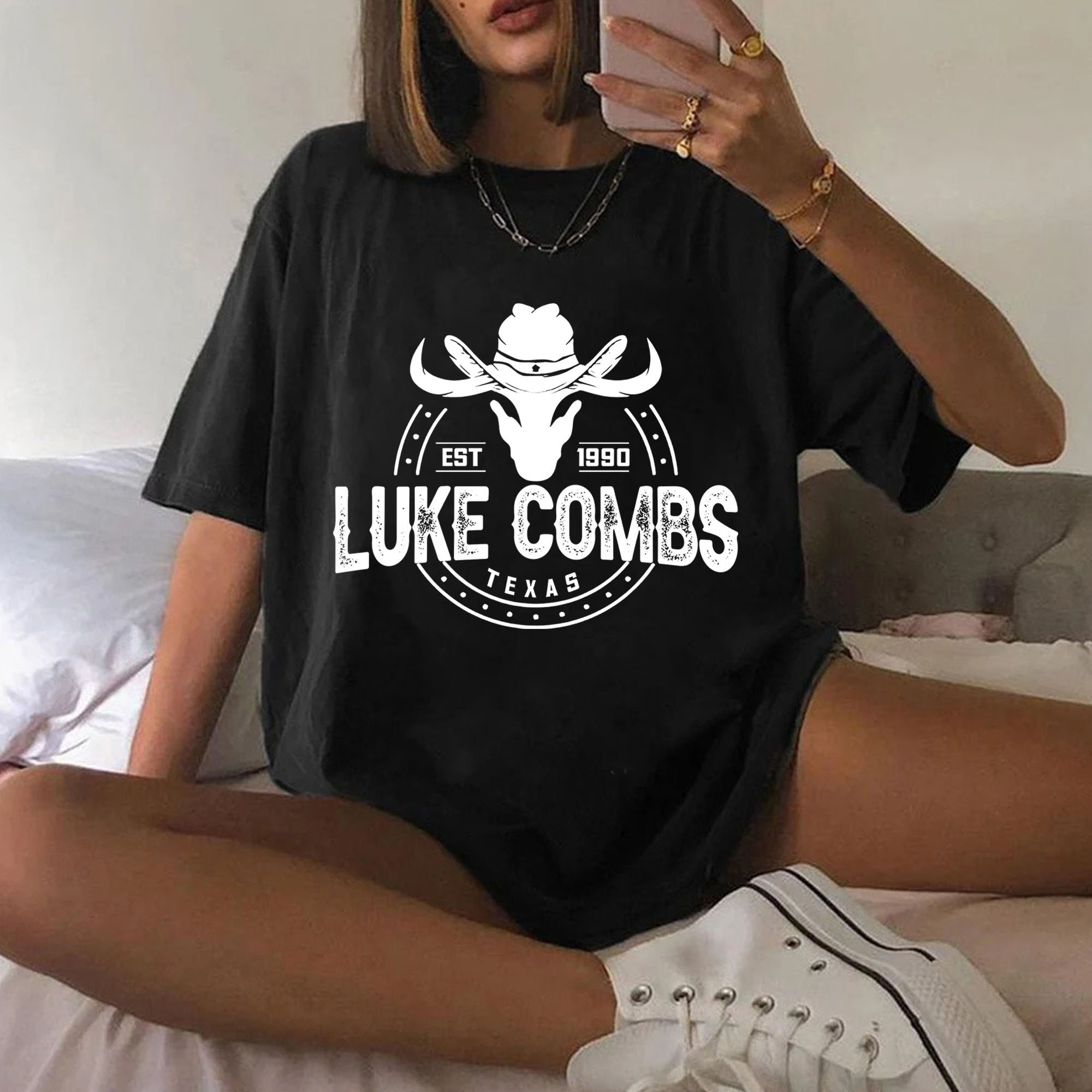 Luke Combs EST 1990 Bull Skull T-shirt Luke Combs Tour 2023 - Etsy