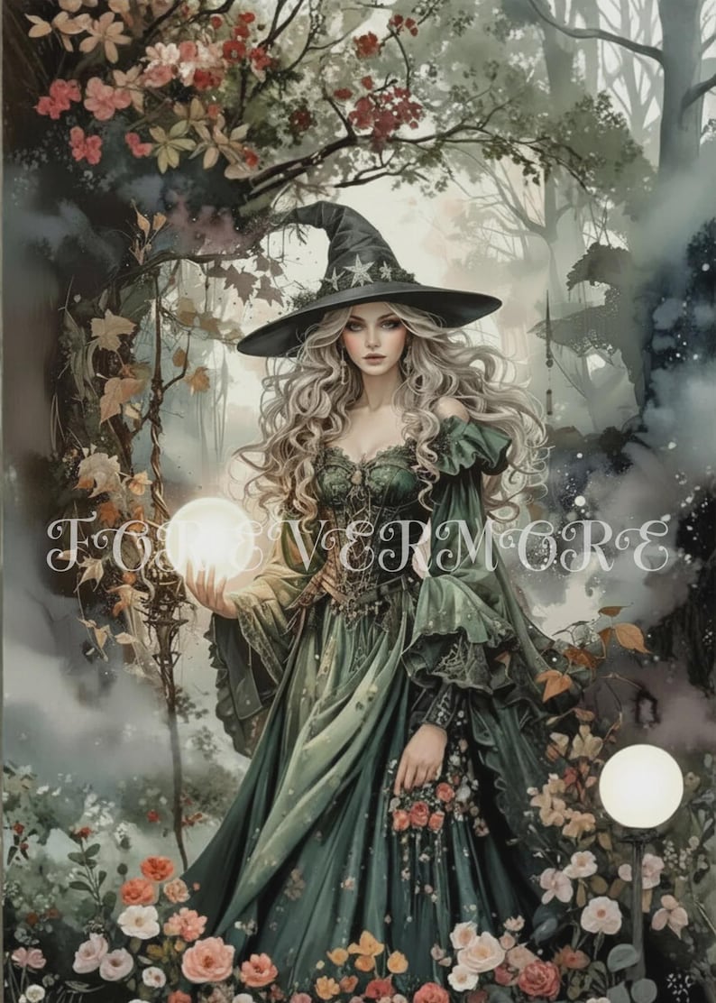 Forest Witch Art Decoupage Paper, Goddess Illustration, Witchcore ...