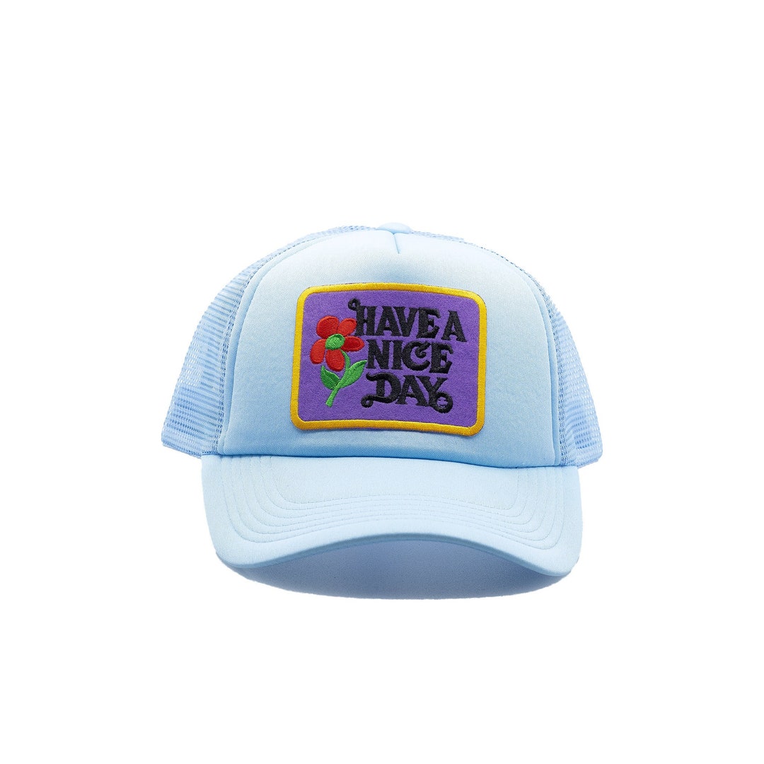 Have A Nice Day Style 5 Light Baby Blue Trucker Hat With Mesh Snap Back ...