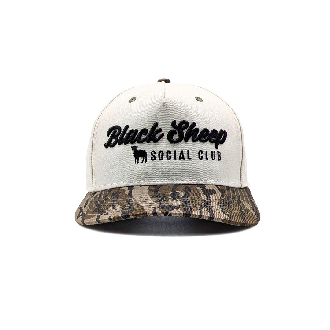 Black Sheep Social Club Embroidered Trucker Hat | Natural & Camo ...