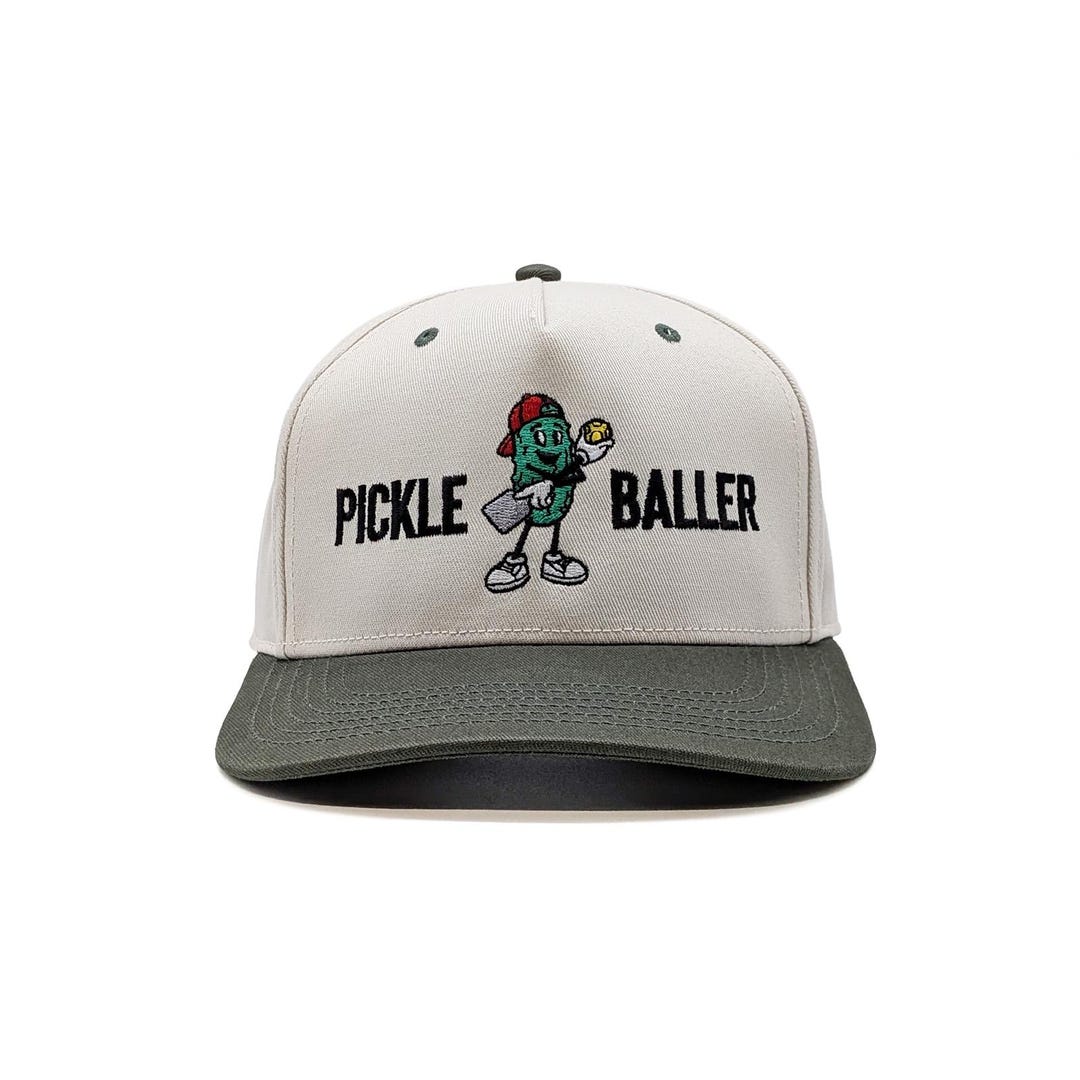 Vintage Style Pickle Baller Trucker Hat | Green & Natural Two-tone Hat ...