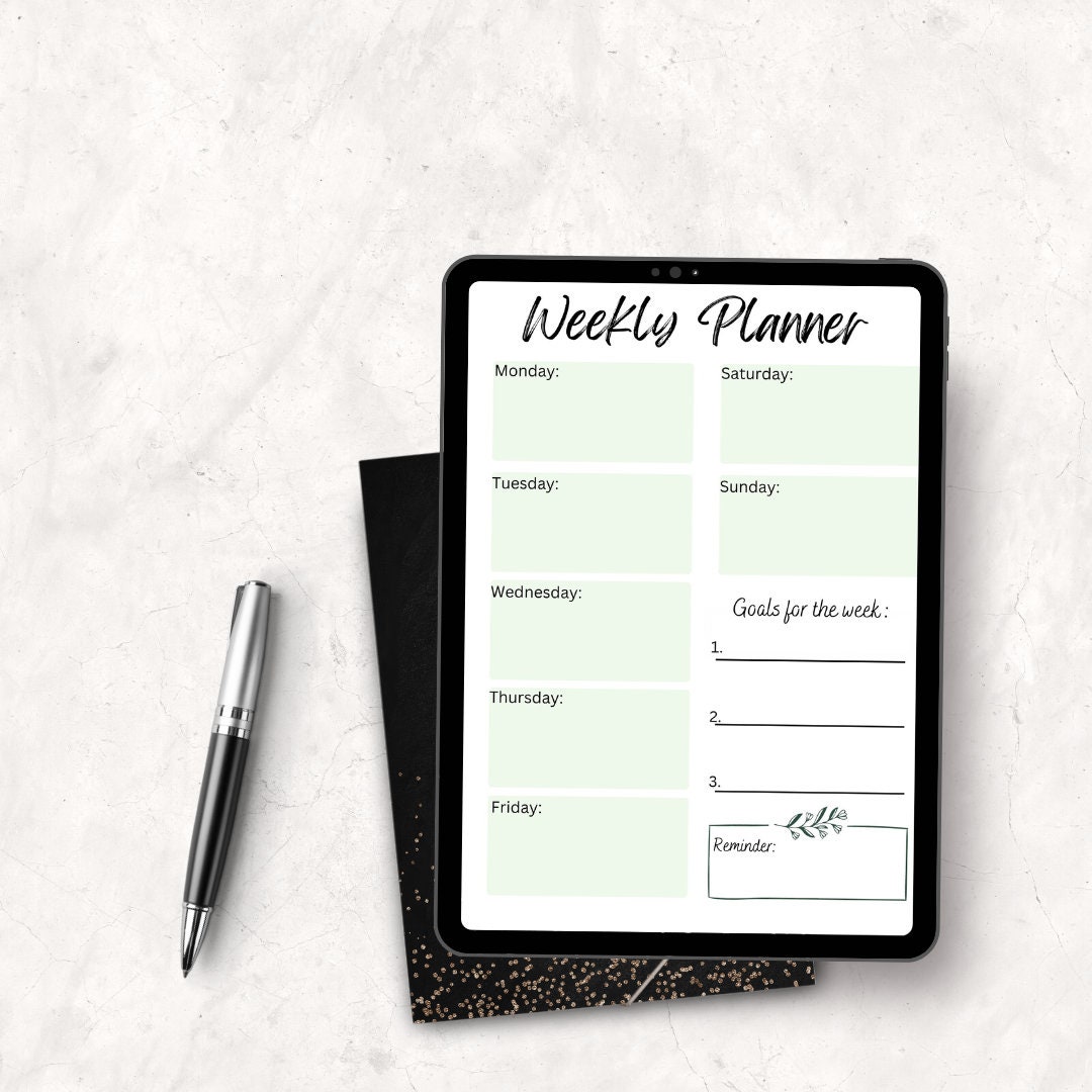 Undated Weekly Planner Printable, Digital Planner, Weekly Schedule ...