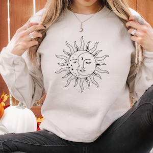 Moon and Sun Sweatshirt, Sun and Moon Hoodie,moon Phases Hoodie,boho ...
