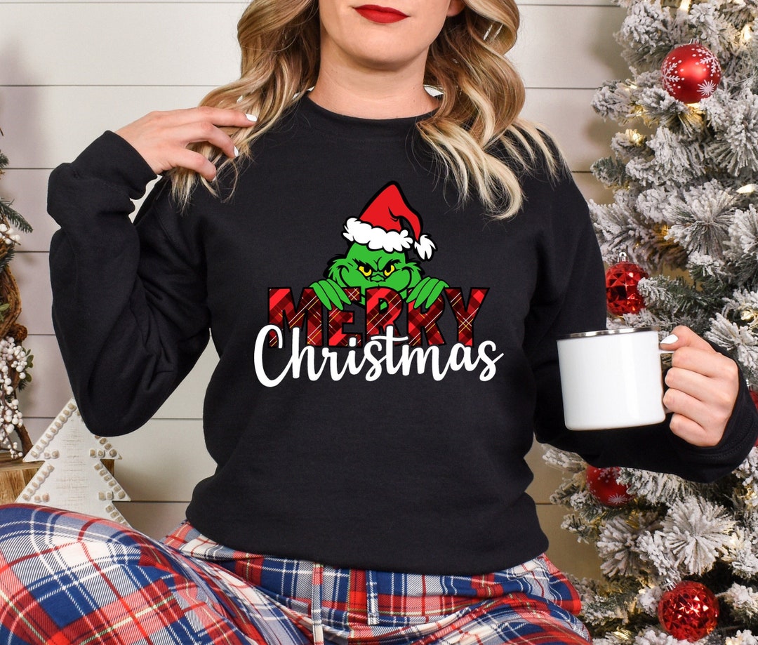 Merry Christmas Grinch Sweatshirt Grinch Sweater Grinch Etsy