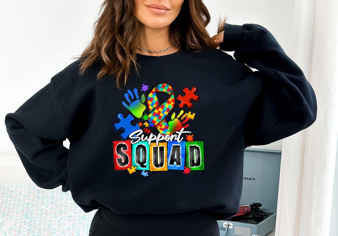 Autism Support Squad Sweatshirt: Awareness Puzzle Ribbon Hoodie - Etsy