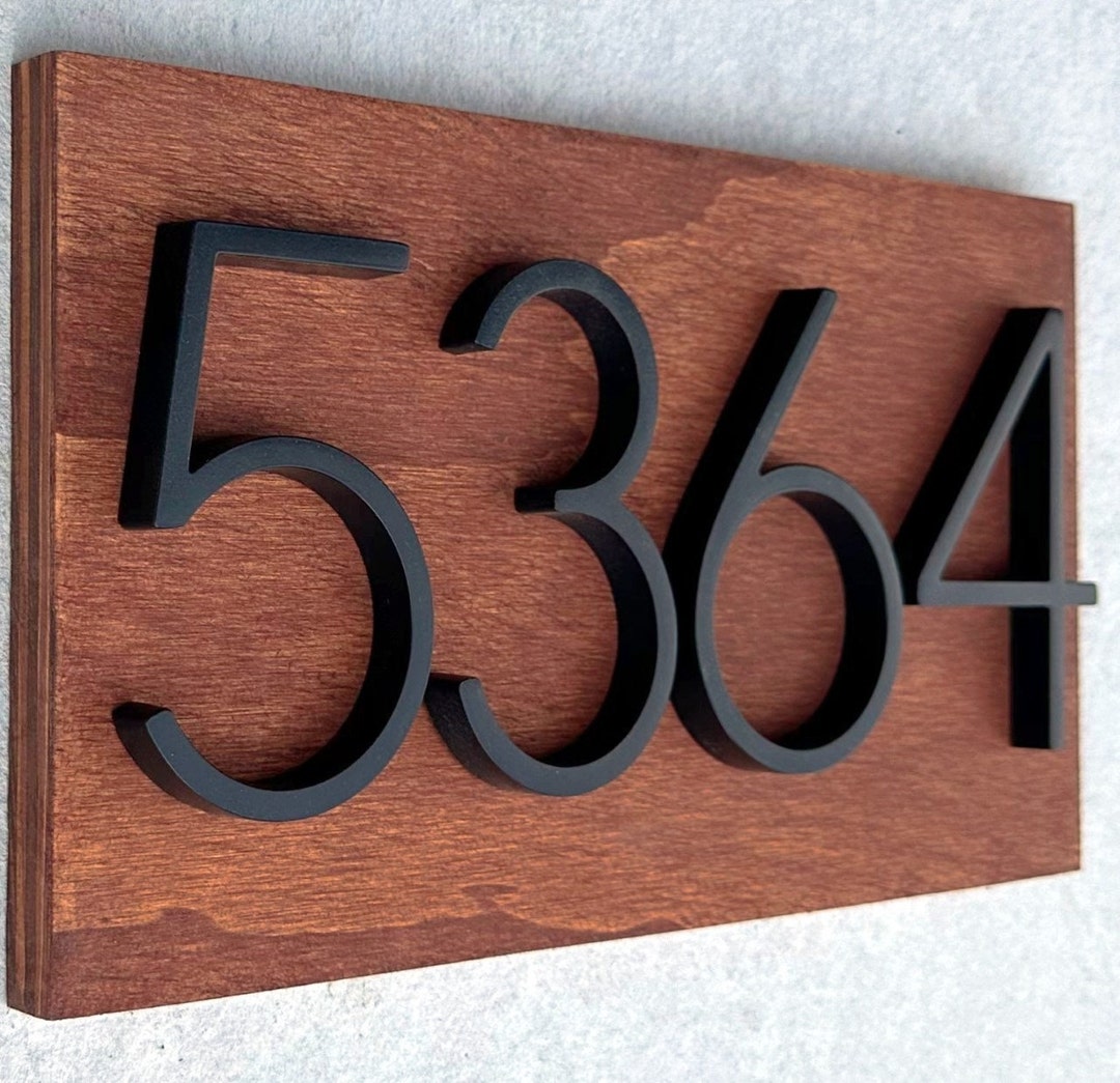Personalized Wood Sign, House Numbers, Address Numbers, Modern House ...