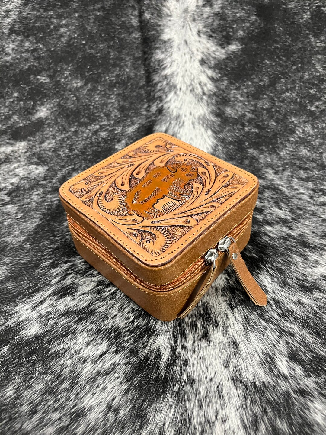 Tooled Buffalo Leather Jewelry Box - Etsy