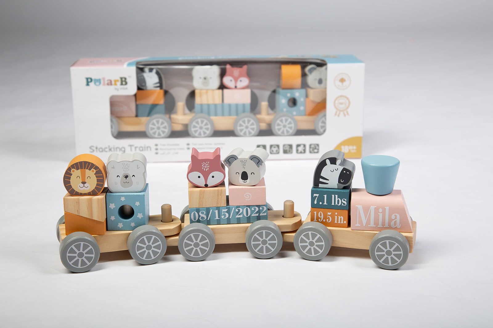 Wooden Personalized Train Set Kid Educational Shapes Name Time - Etsy