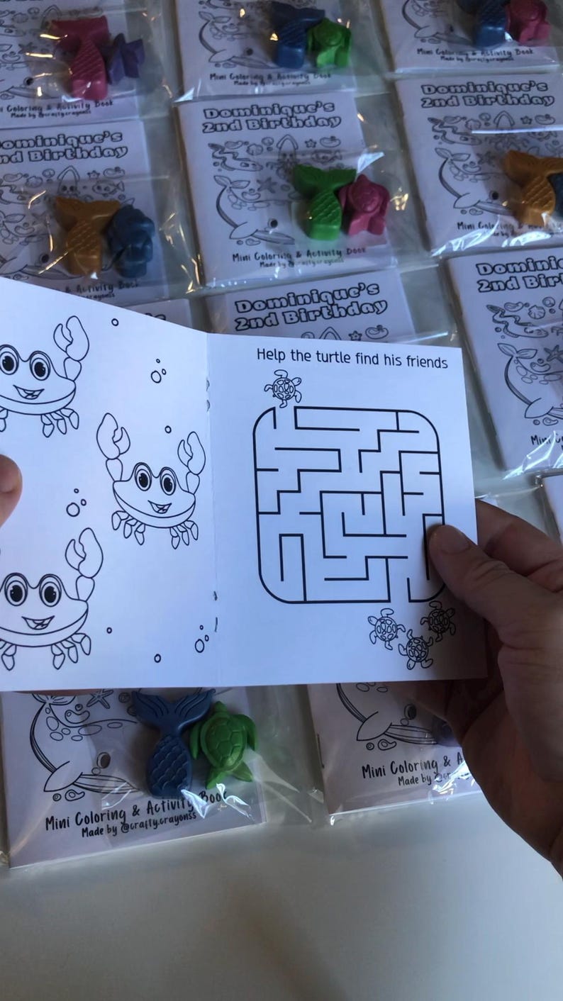 Custom Mini Coloring Books W/crayons for Children | Birthday Party ...