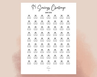 5 DOLLAR SAVINGS CHALLENGE, Money Savings Challenge, Printable Five ...