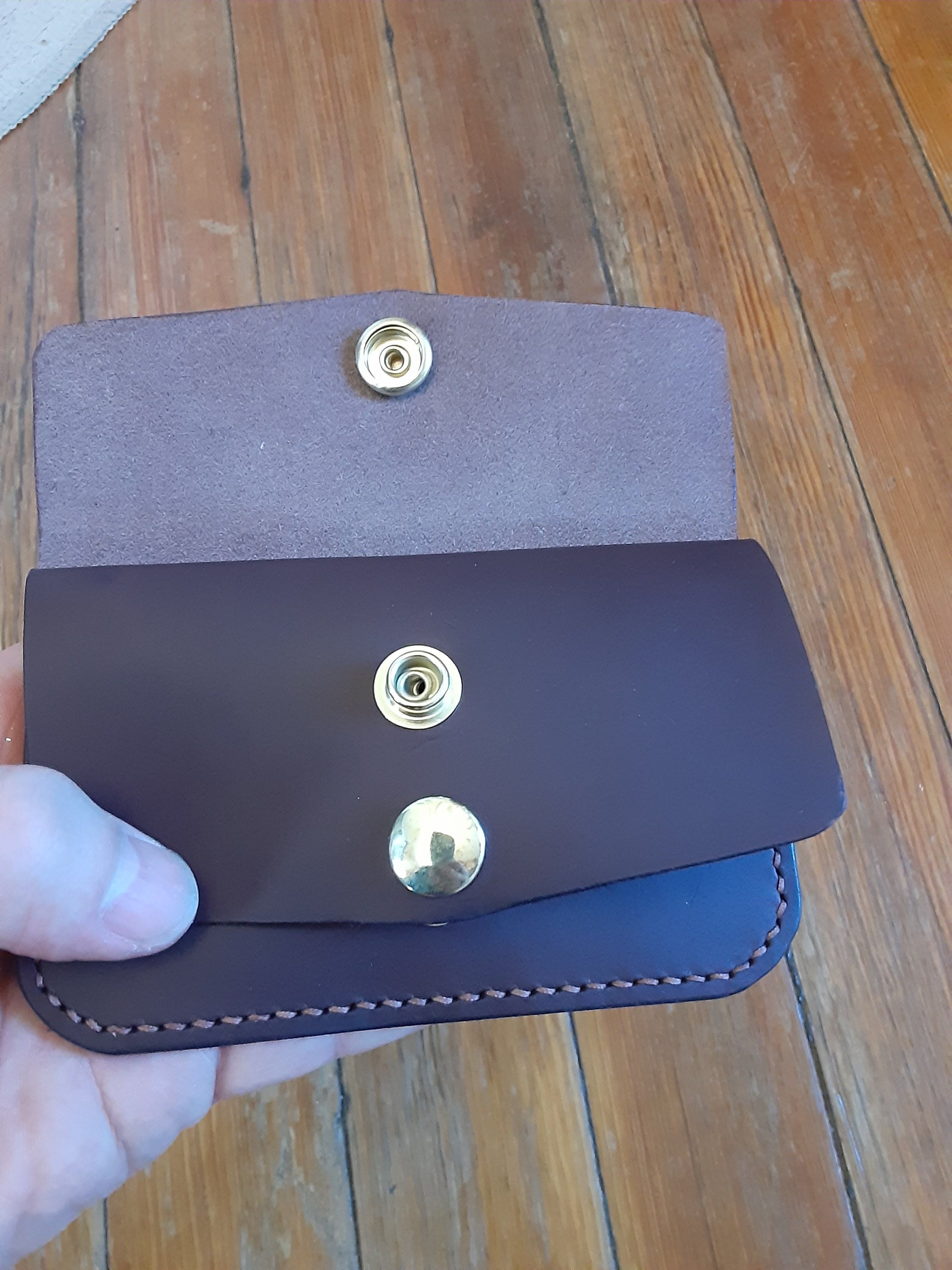 Veg-tan Leather Coin Purse Hand Stitched, Handmade With Double Snap ...