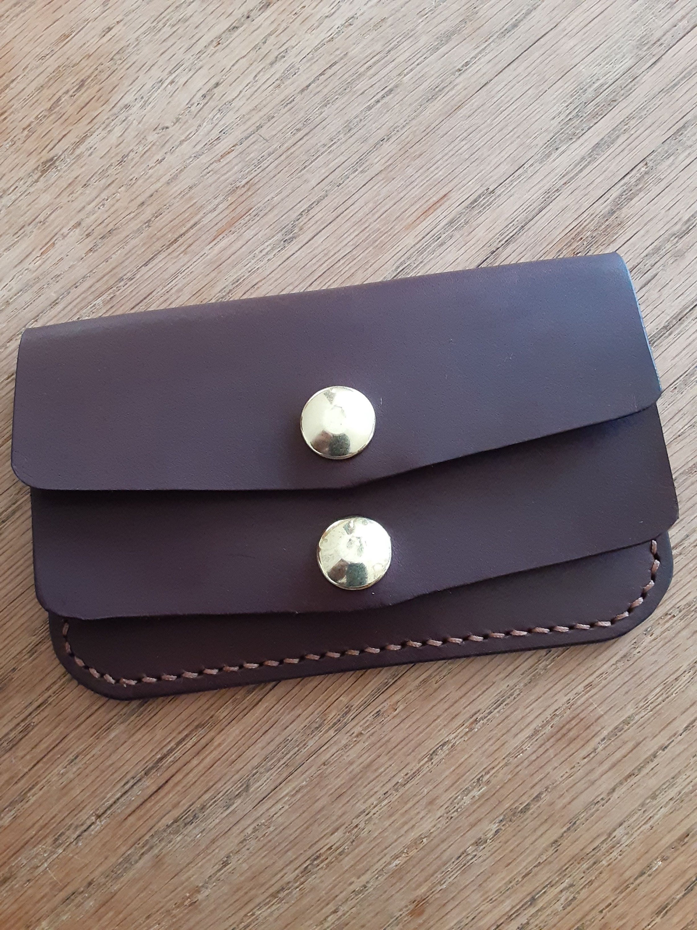 Veg-tan Leather Coin Purse Hand Stitched, Handmade With Double Snap ...