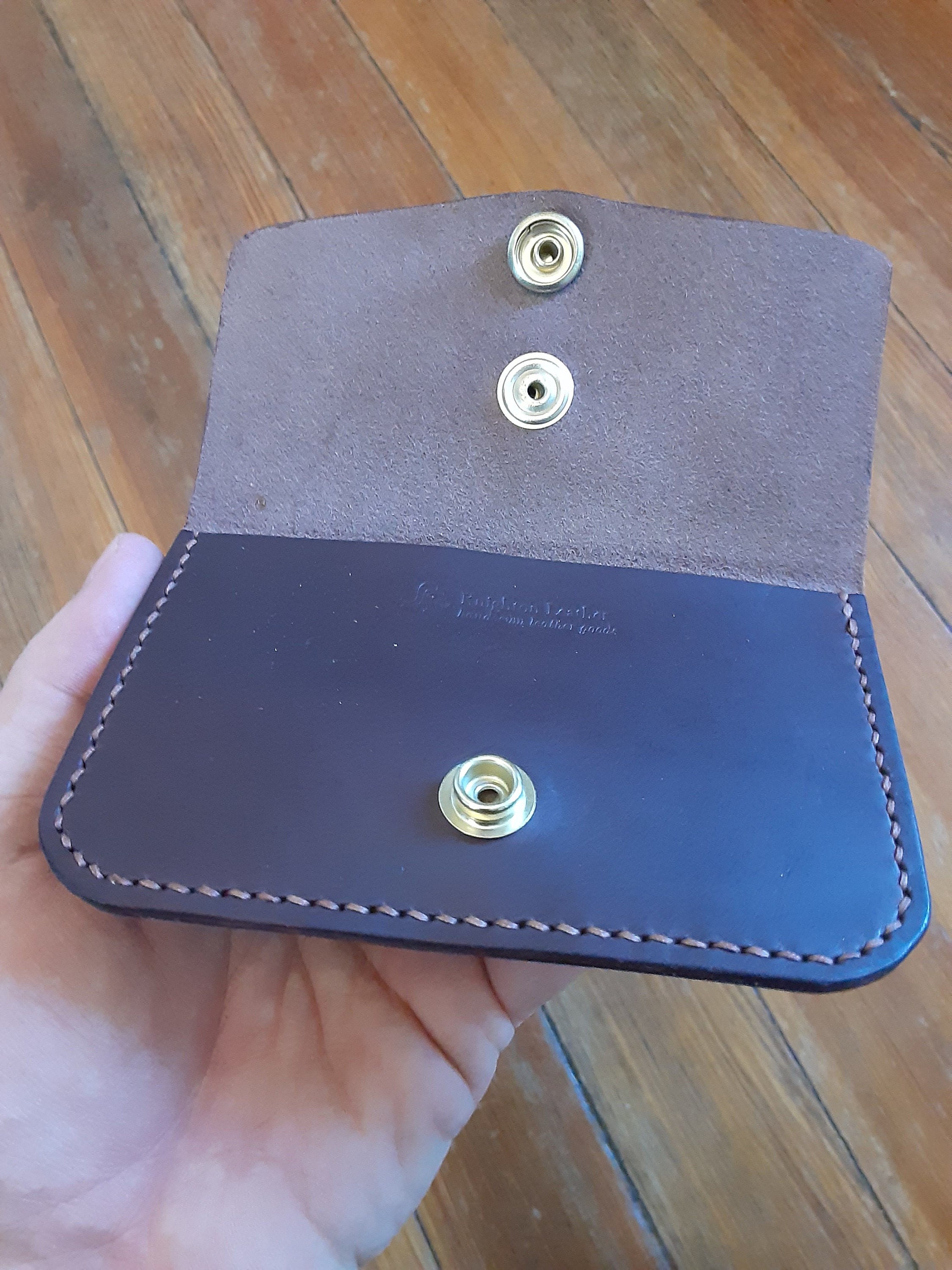 Veg-tan Leather Coin Purse Hand Stitched, Handmade With Double Snap ...