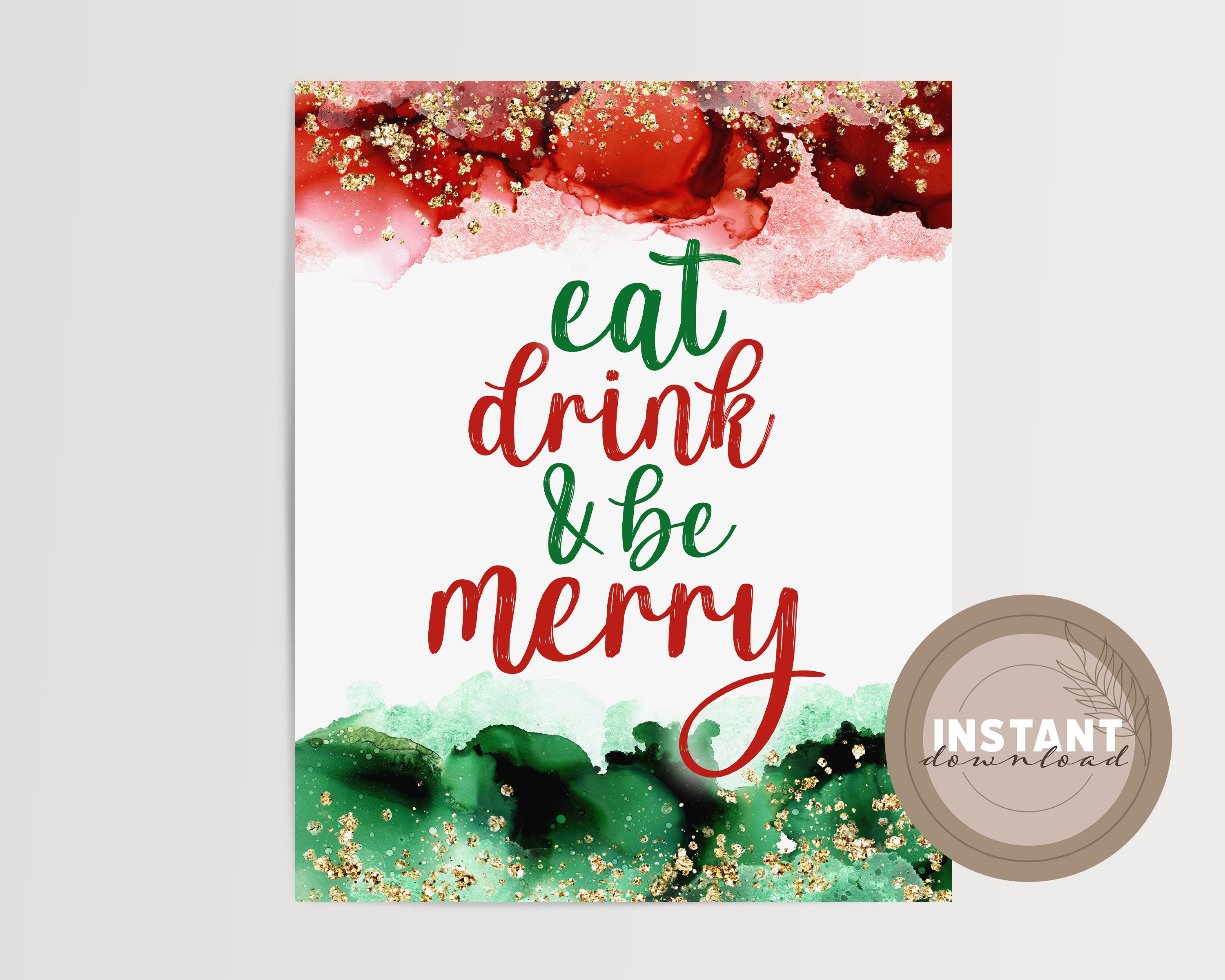 Printable Christmas Party Sign | Eat Drink and Be Merry | 8x10 ...