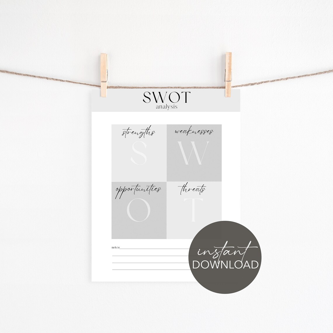 Printable SWOT Analysis Worksheet 8.5x11in - Etsy