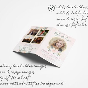 Editable Pink Funeral Program Template Floral - Etsy