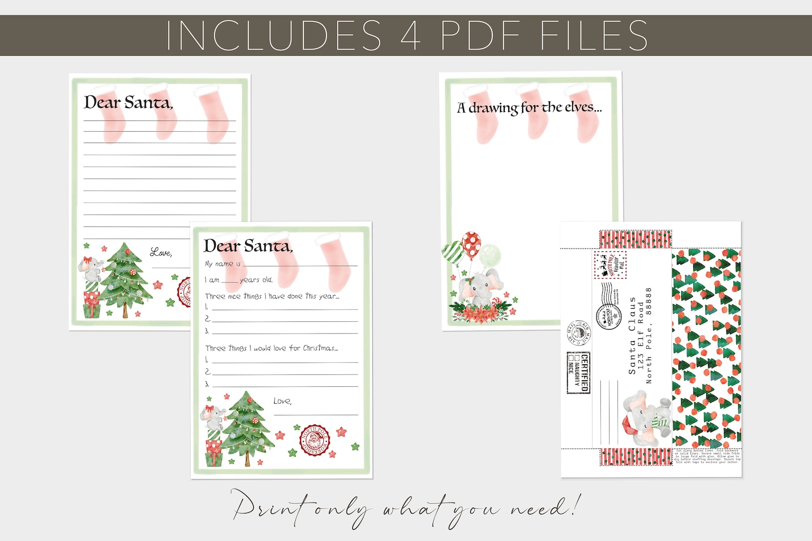 Letter to Santa Kit | Printable - Etsy