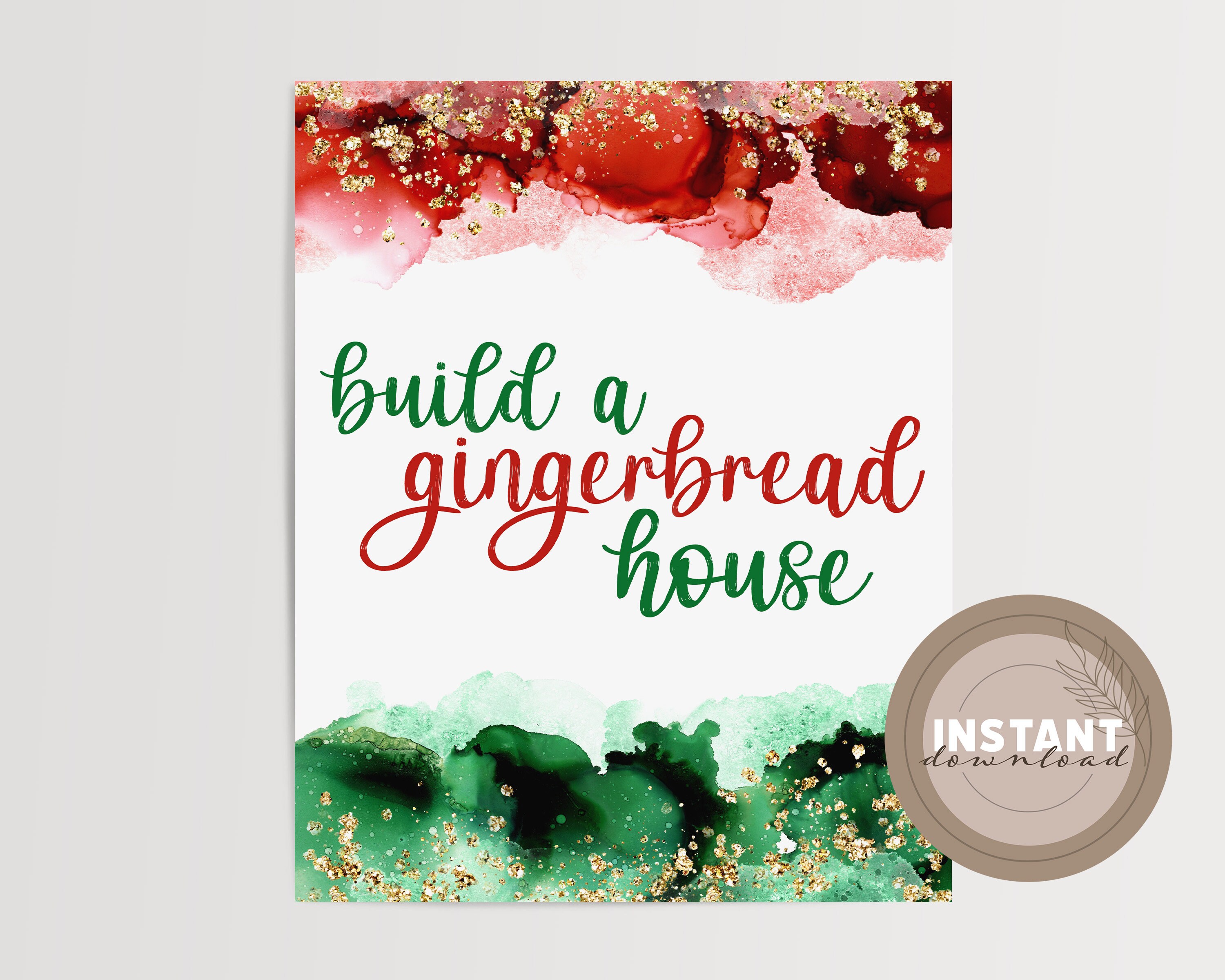 Printable Christmas Party Sign Build a Gingerbread House - Etsy