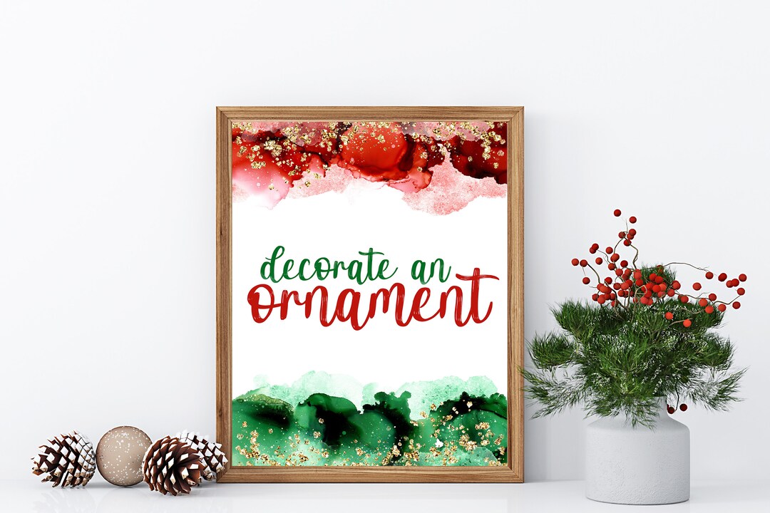 Printable Christmas Party Sign | Decorate an Ornament | Christmas Party ...