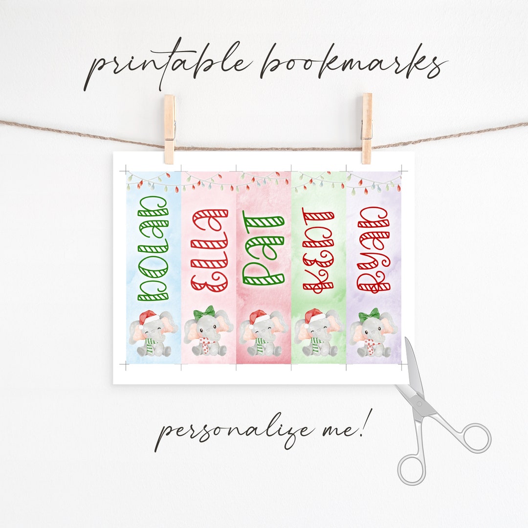 Editable Christmas Bookmark Template 2x7in Printable Personalized Gift ...