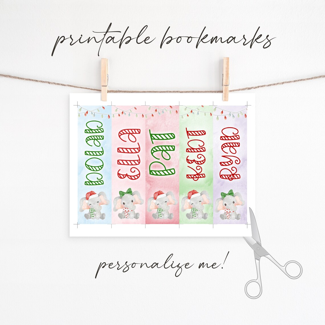 Editable Christmas Bookmark Template 2x7in Printable - Etsy