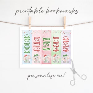 Editable Christmas Bookmark Template | 2x7in | Printable Personalized ...