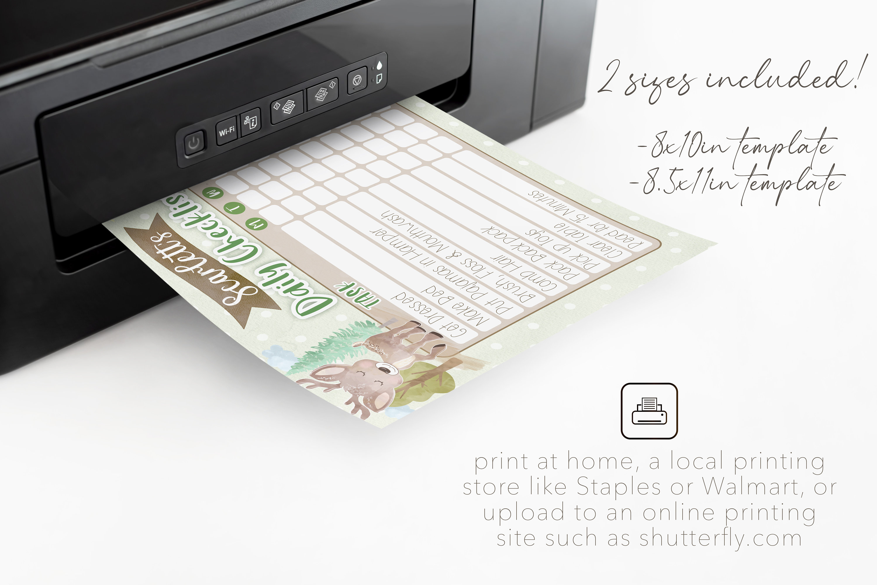 Personalized Kids' Chore Chart Checklist Template | Woodland for Boys ...