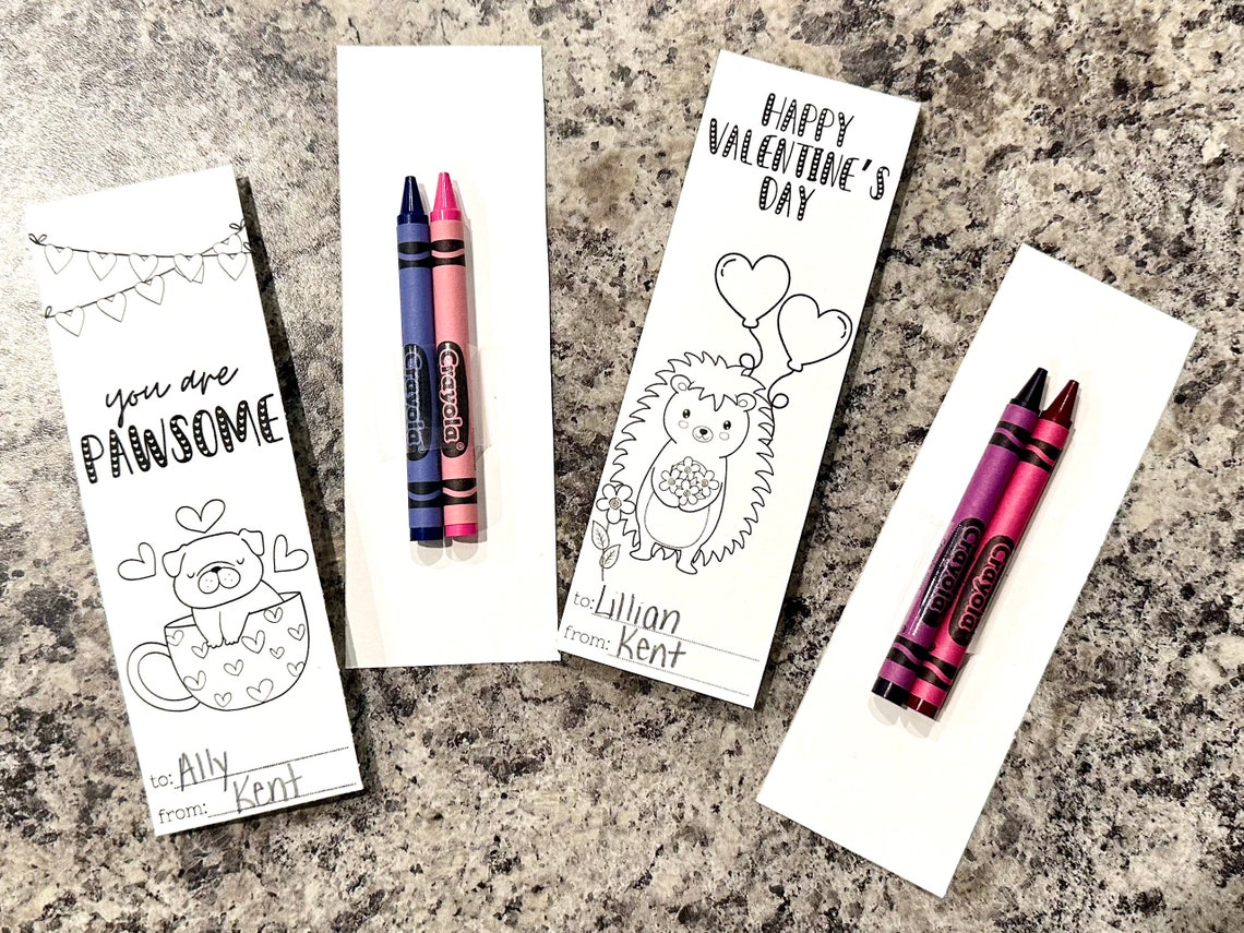 Printable Hedgehog Valentine’s Day Coloring Bookmarks | Kids’ Valentine ...