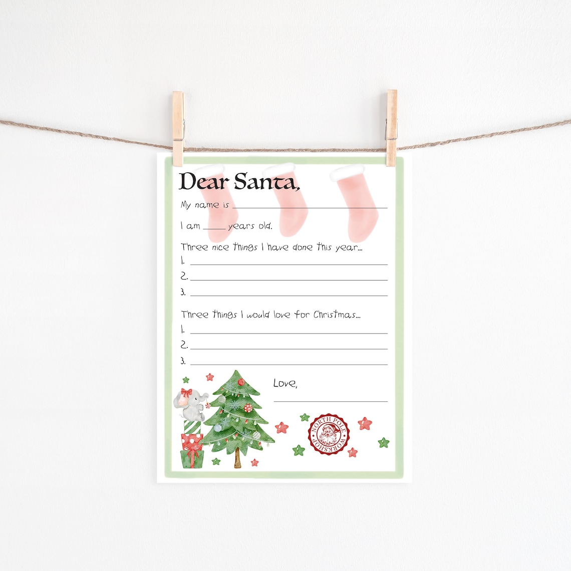 Letter to Santa Kit Printable - Etsy