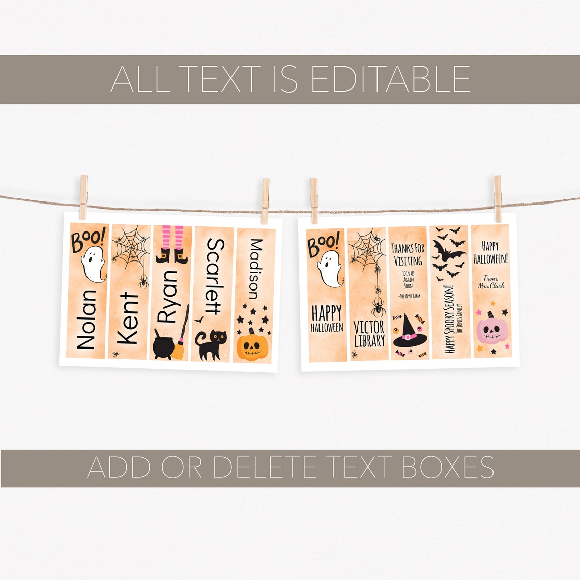 Editable Halloween Bookmark Template 2x7in Printable - Etsy