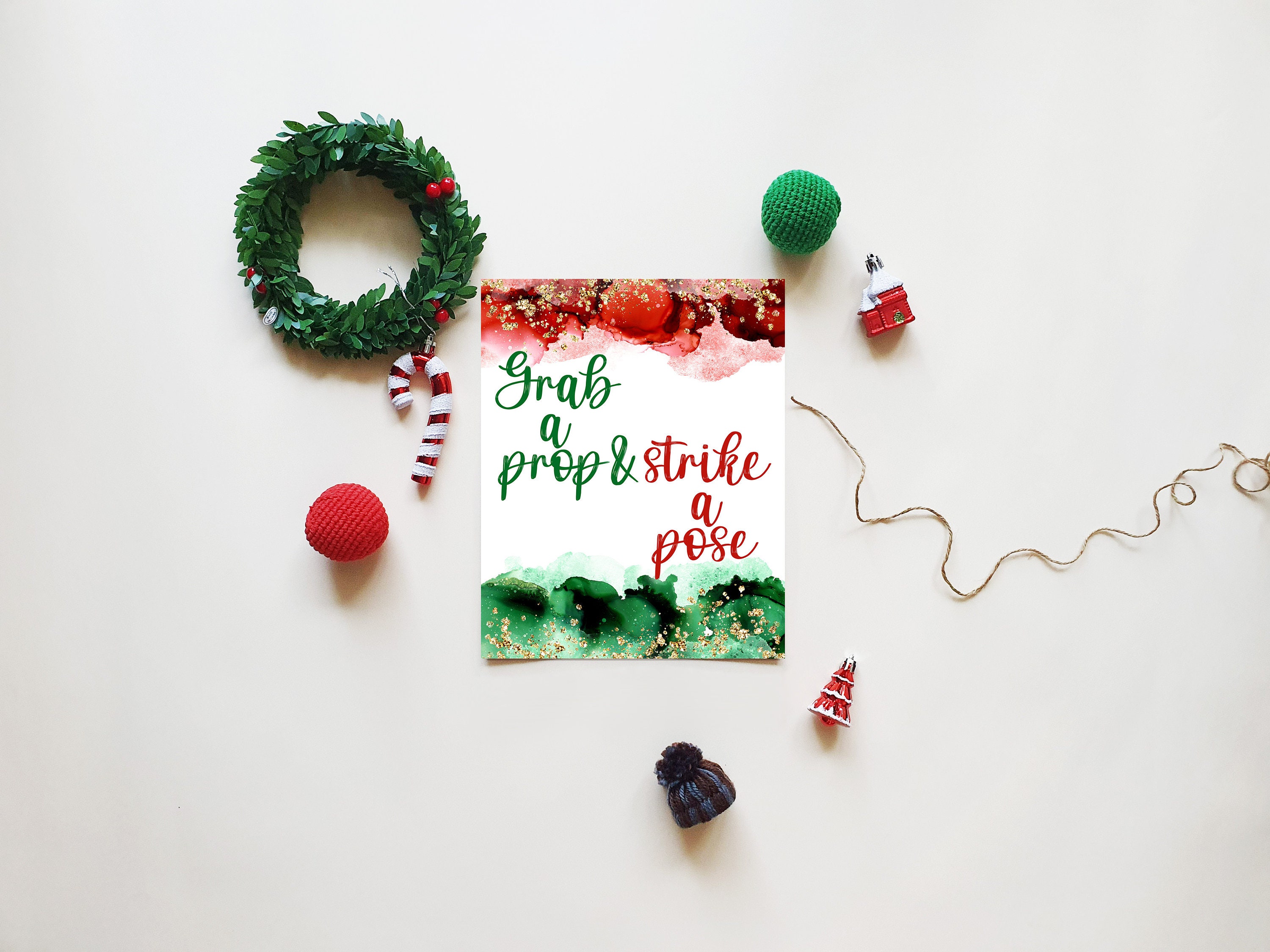 Printable Christmas Party Sign | Photo Booth | 8x10 Watercolor ...