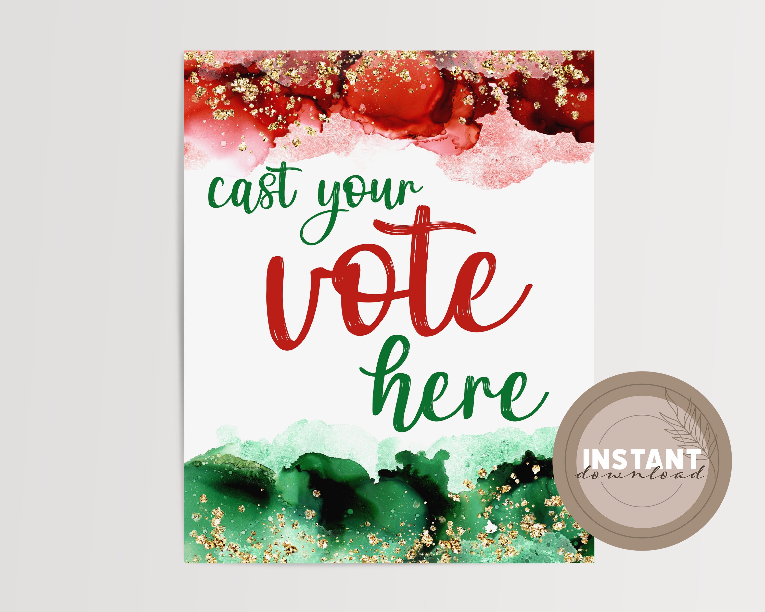 Printable Christmas Party Sign | Voting Booth | Cast Your Vote Here ...